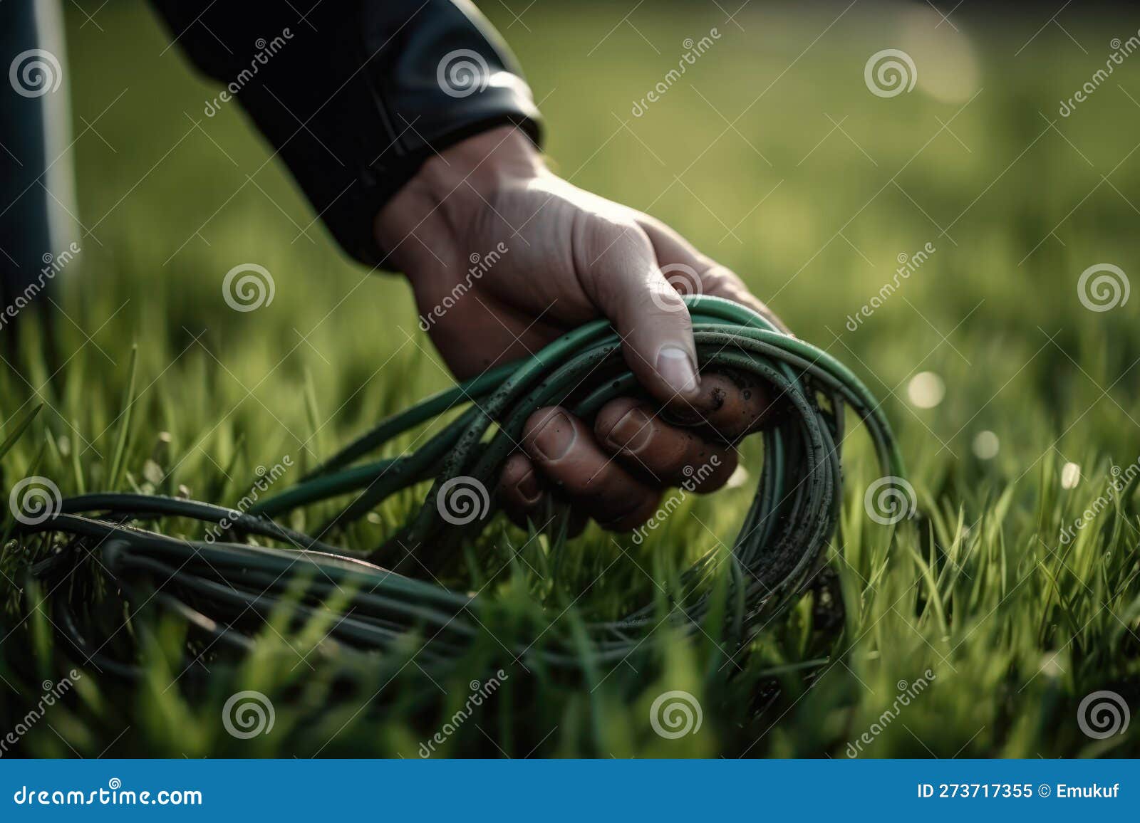 Electric Cable on a Grass, Lawn Mower Wire Generative Ai Stock ...