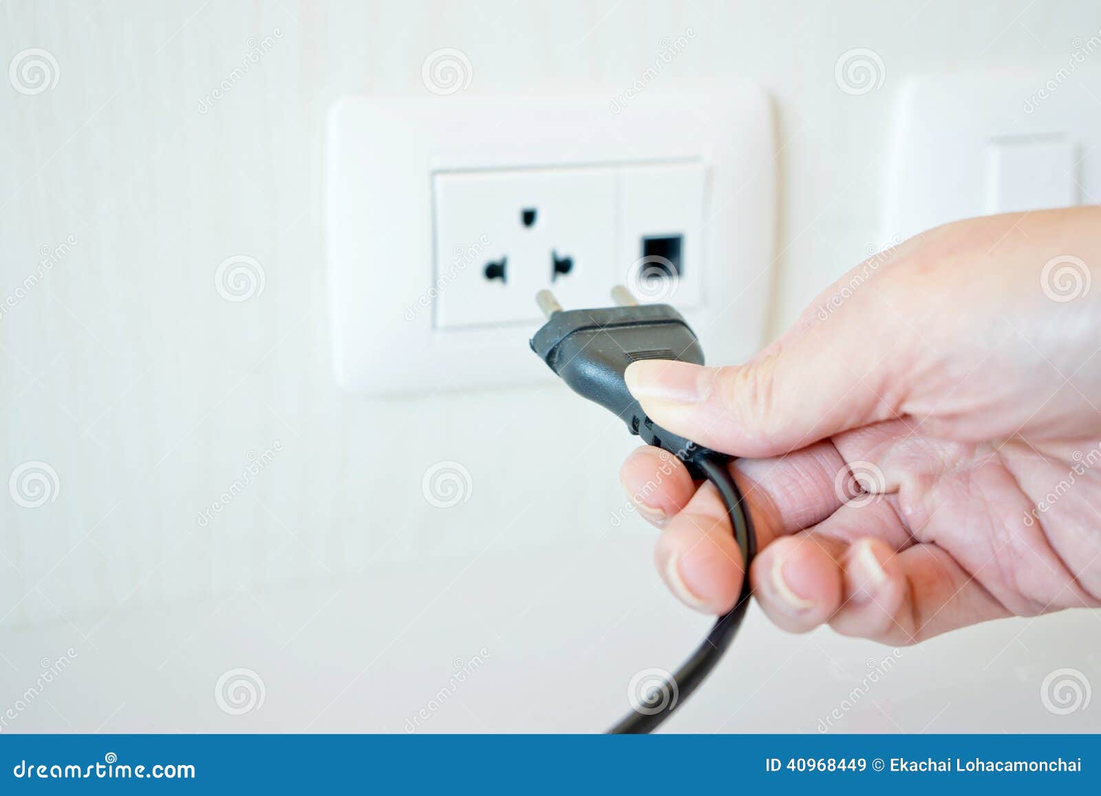 Electric Cable with Hand and Electrical Outlet Stock Image - Image of ...