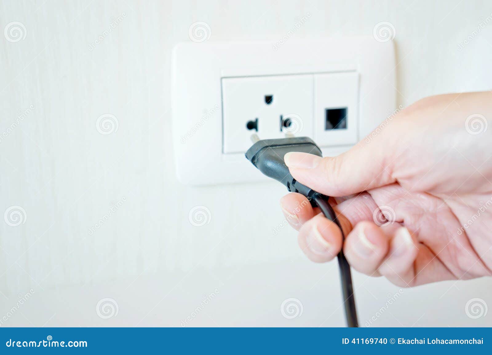 Electric Cable with Hand and Electrical Outlet Stock Photo - Image of ...
