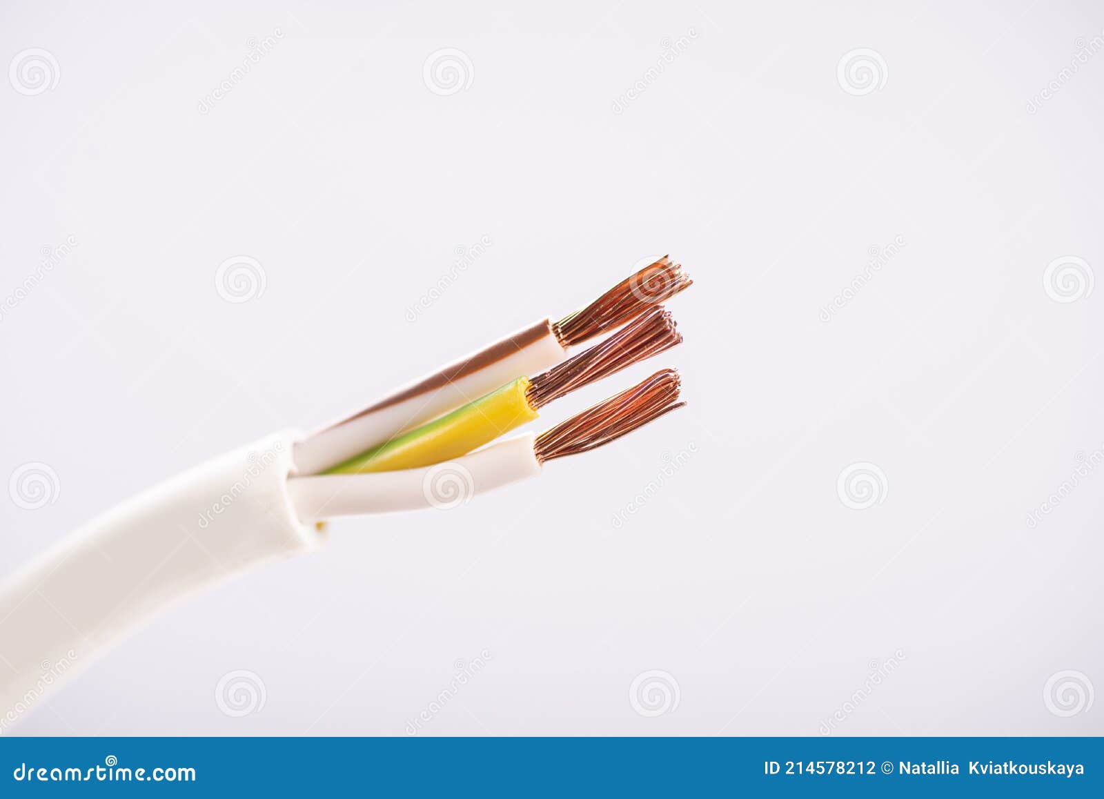Electric Cable without Insulation Isolated on White Background with ...
