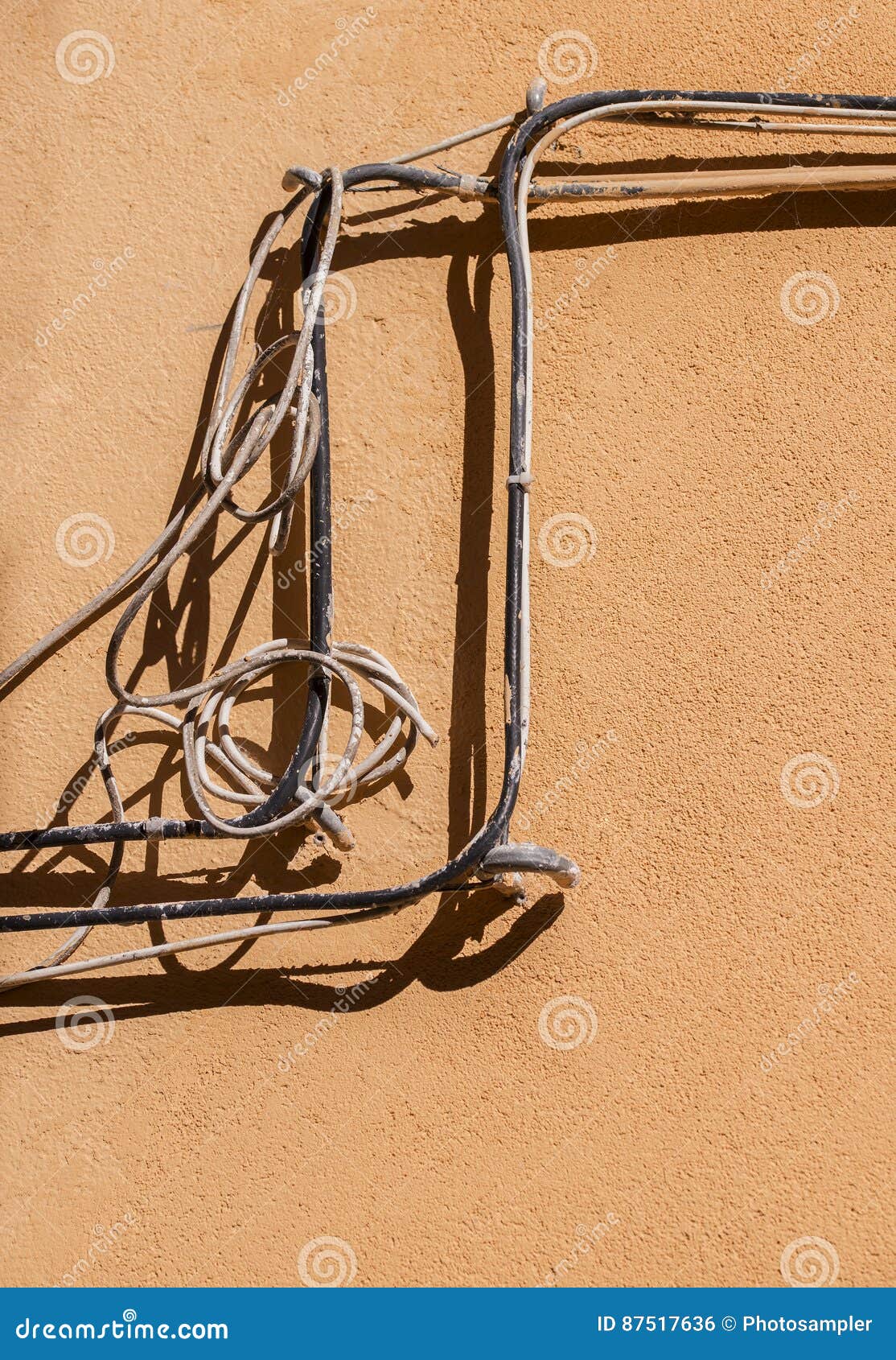 Electric Cable Mess on a Wall Stock Photo - Image of connection ...