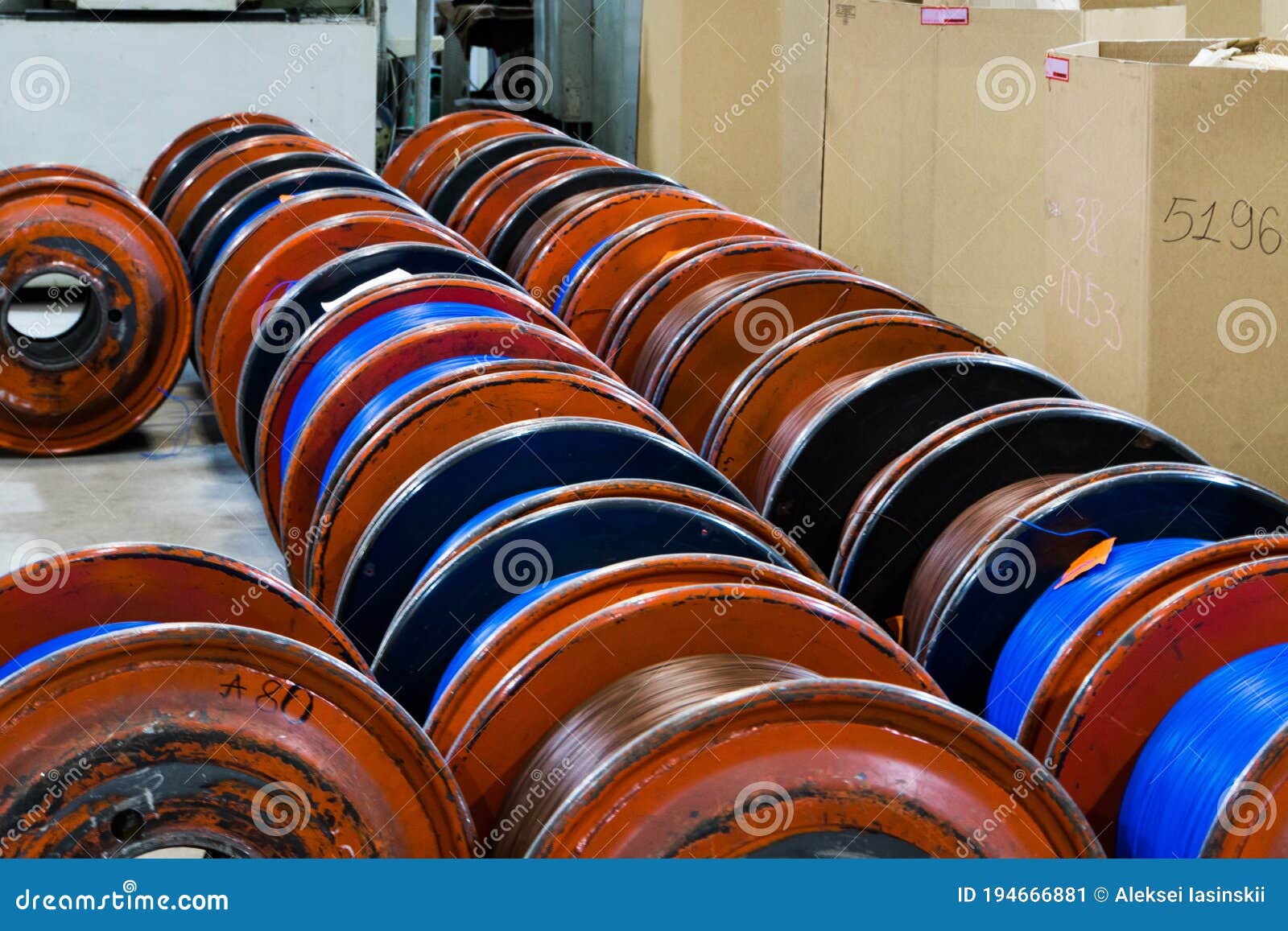 Electric Cable on Metal Coils Stock Image - Image of long, monochrome ...