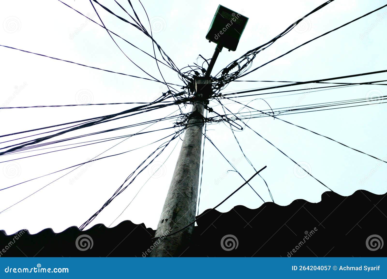 Electric Cable Network Installed on Electric Poles Stock Image - Image ...