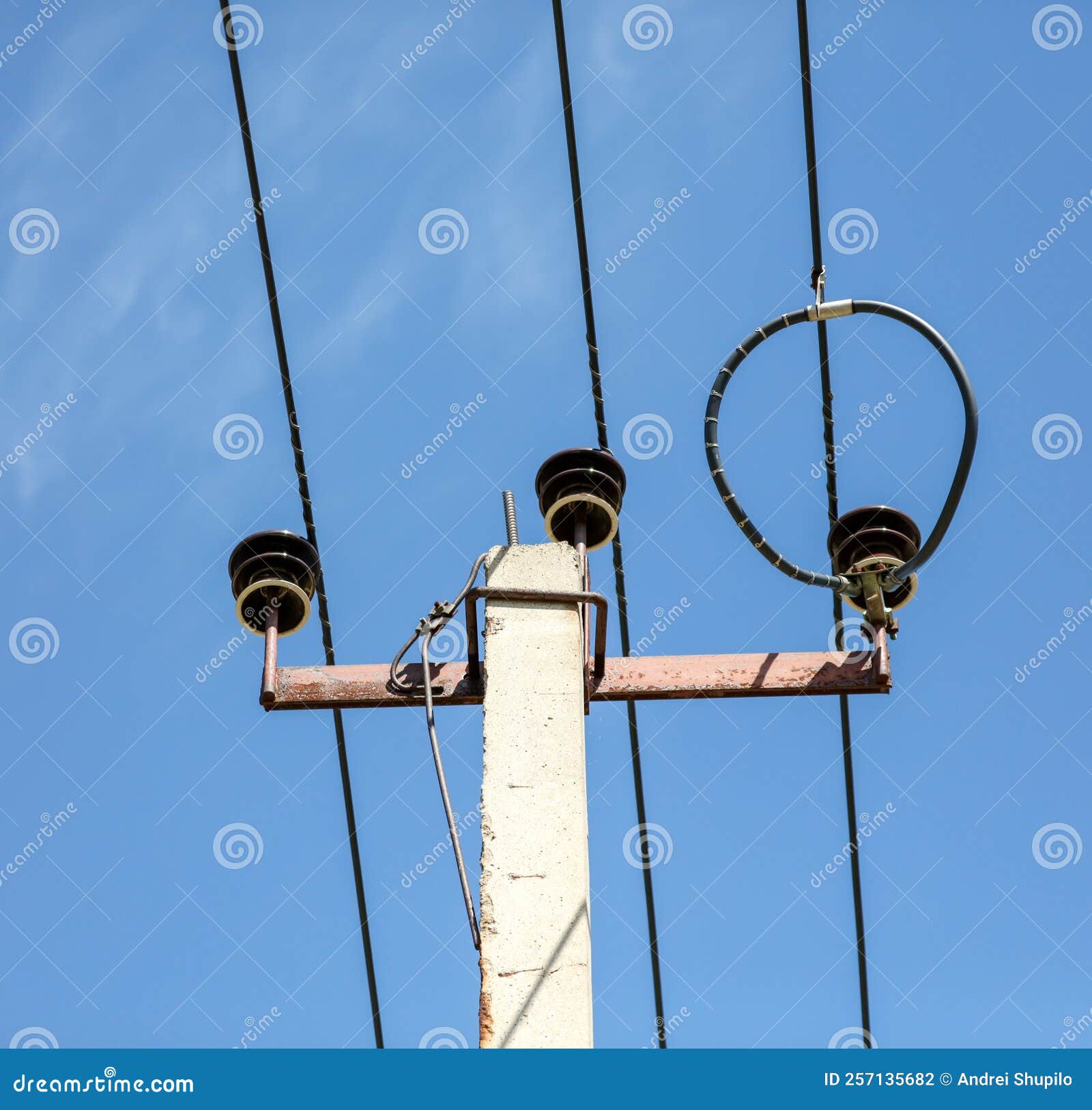 Electric Cable on a Pole Against the Sky Stock Photo - Image of ...