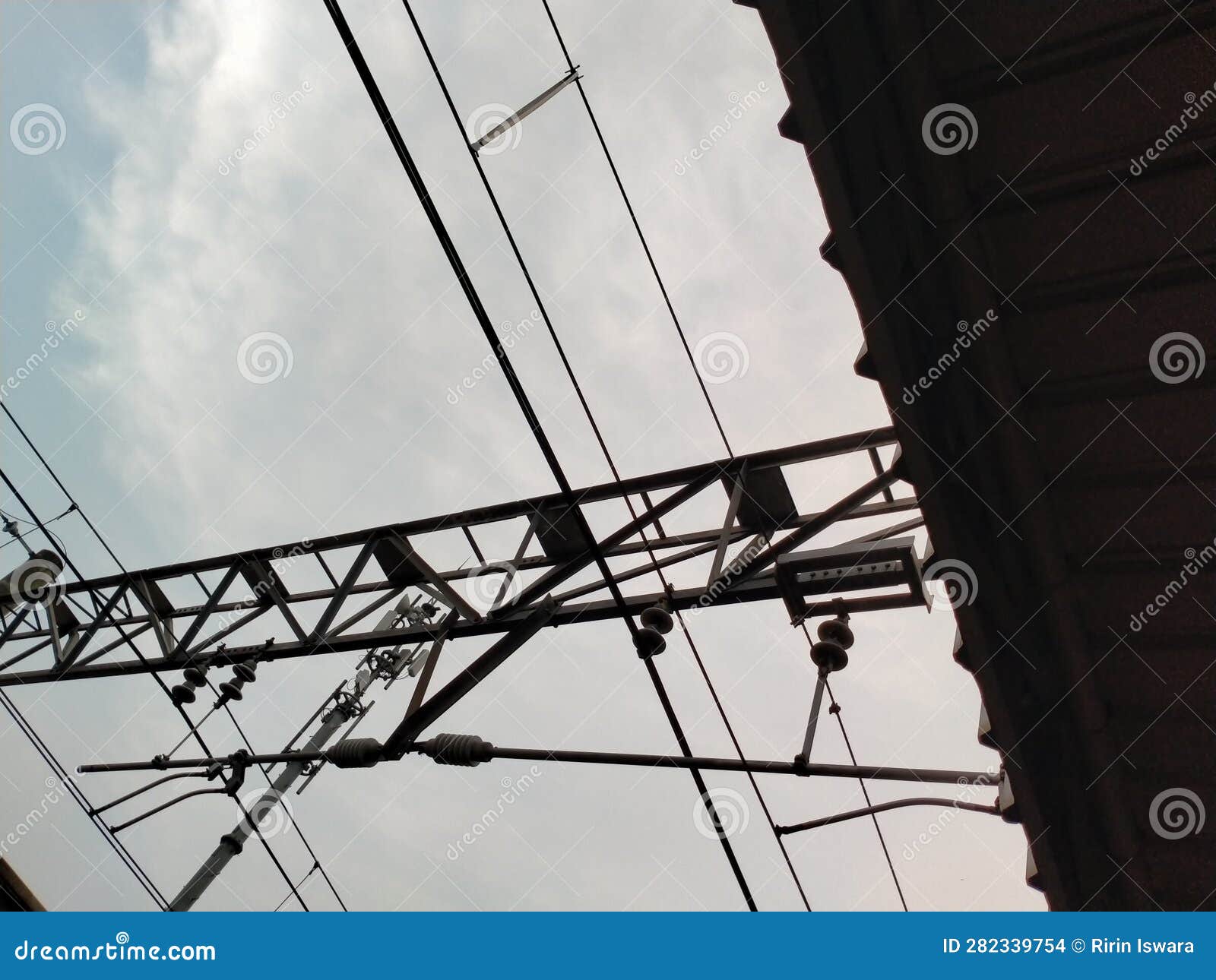Electric Cable Pylons on the Train Stock Photo - Image of lighting ...