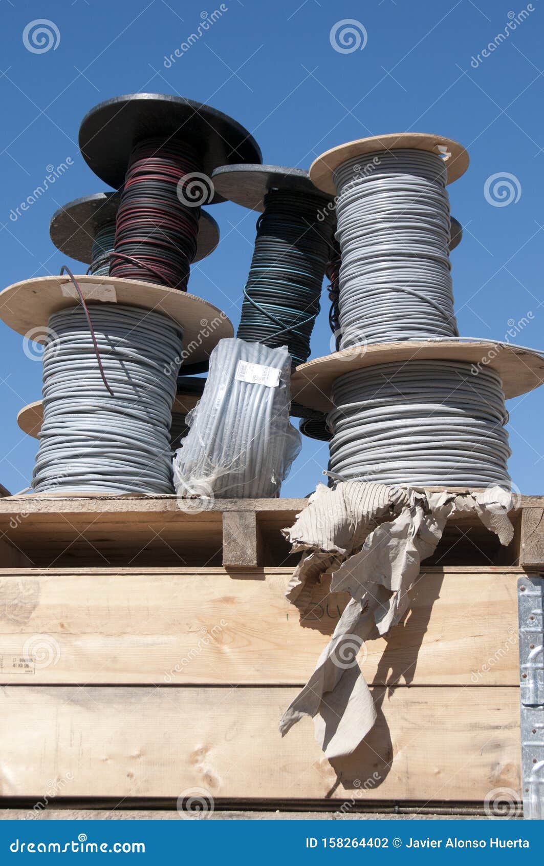 Electric cable rolls stock photo. Image of industrial - 158264402
