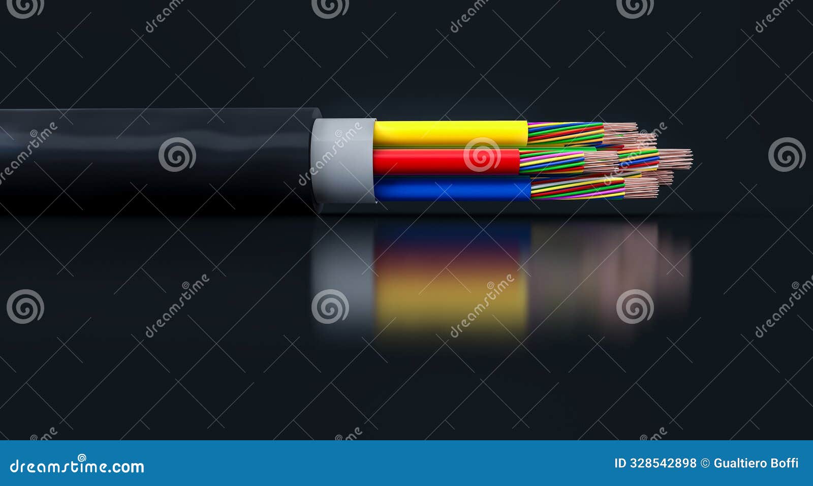 Electric Cable Spools Isolated On White Background. 3D Illustration ...