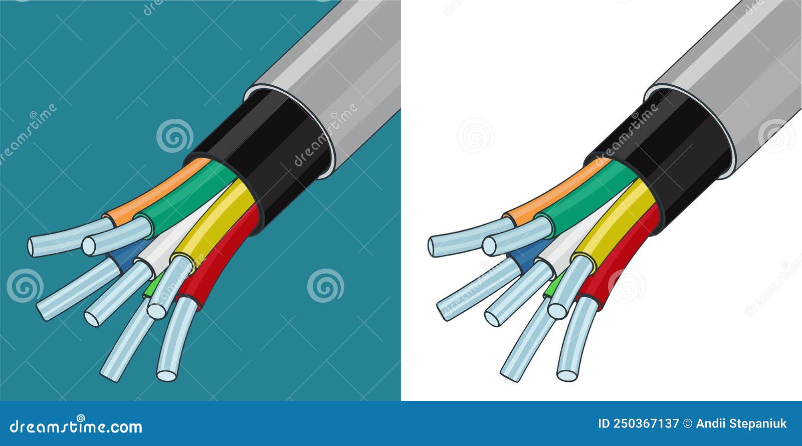 Electric Cable Structure Color Illustrations Stock Vector ...