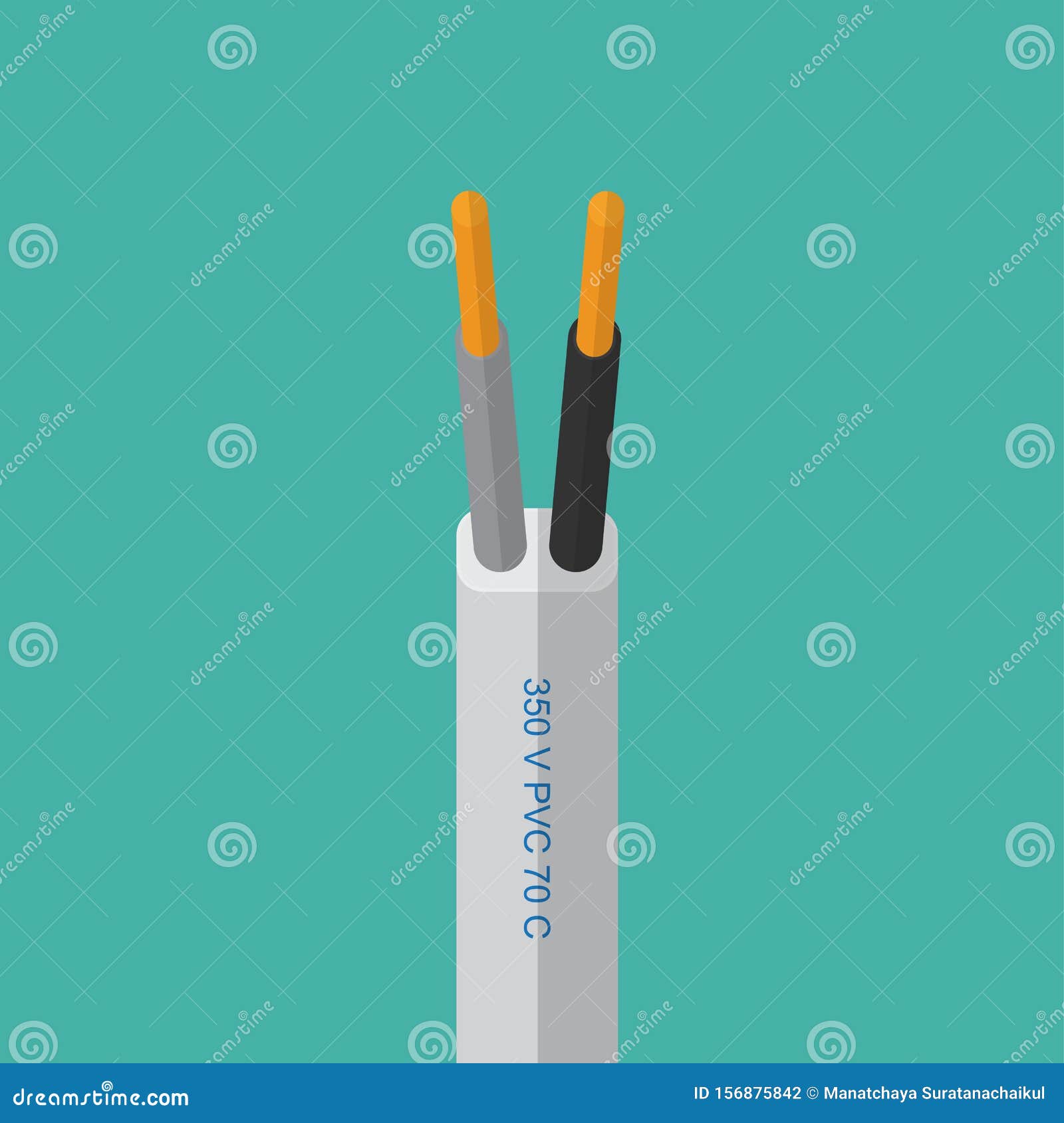 Electric Cable Vector Flat Design. Stock Illustration - Illustration of ...
