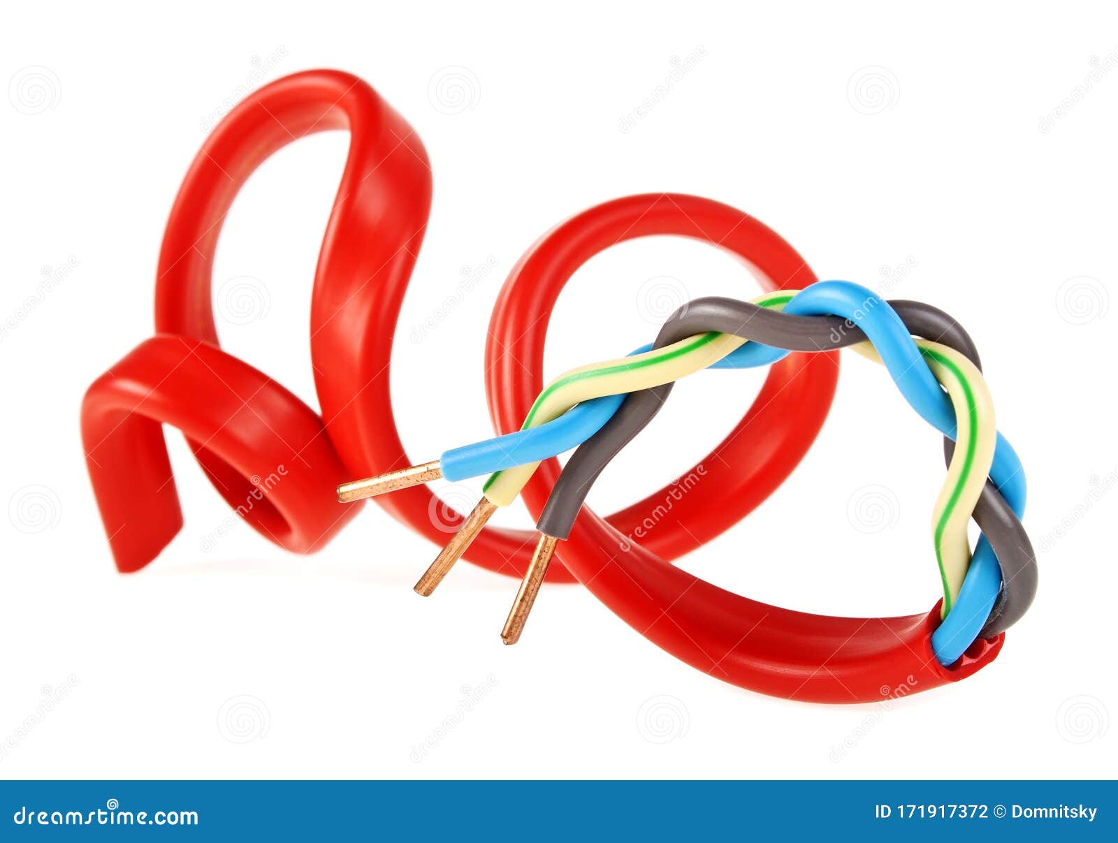 Electric Cable on White Background Stock Photo - Image of brown ...