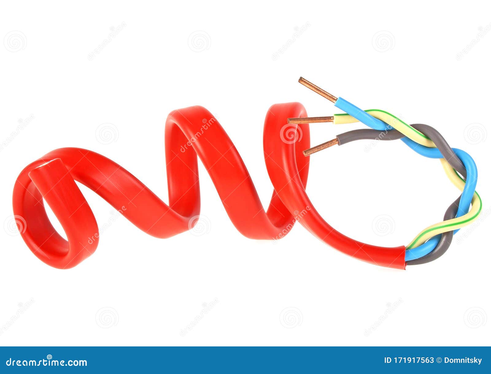 Electric Cable on White Background Stock Image - Image of current ...
