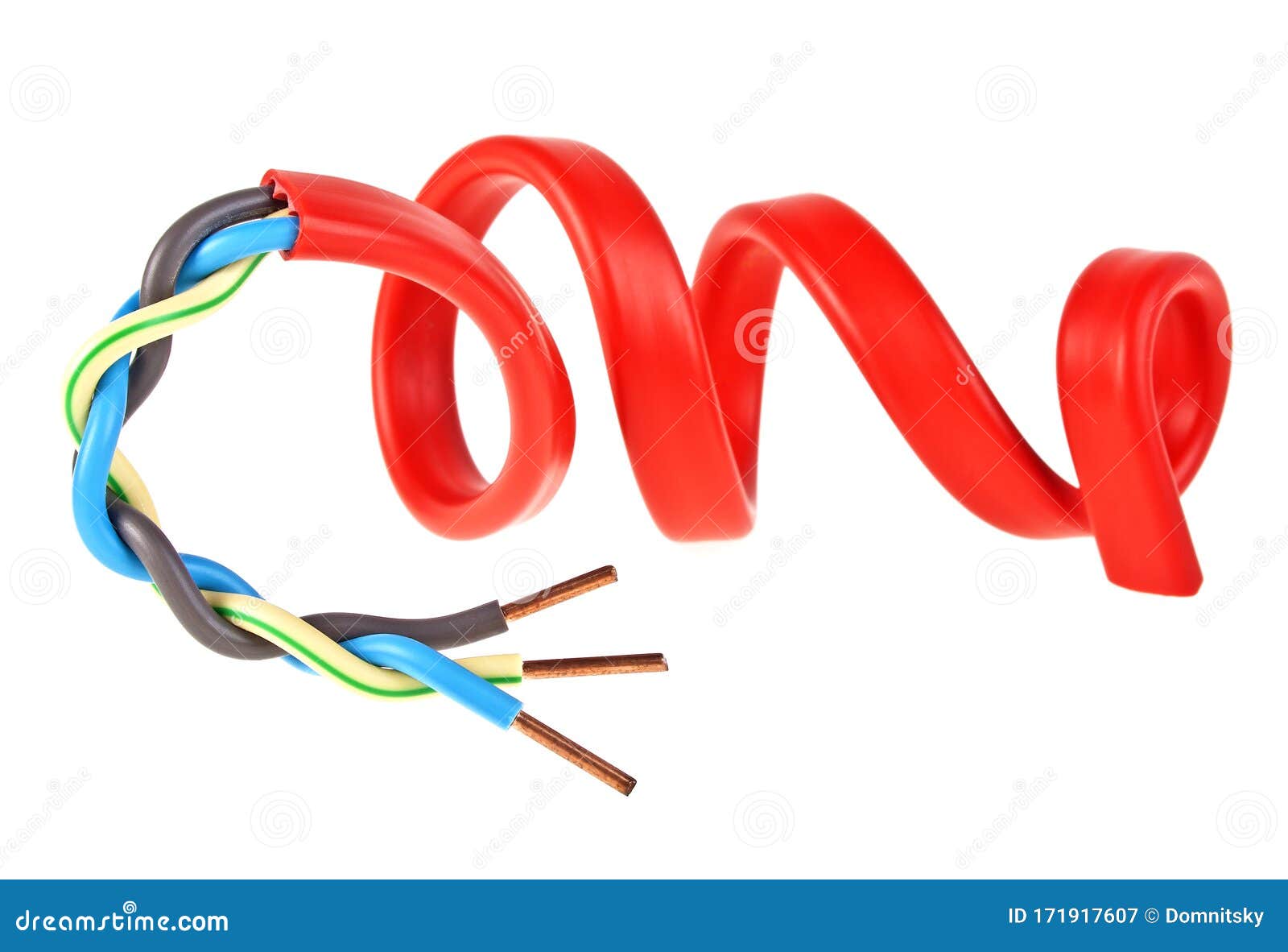 Electric Cable on White Background Stock Image - Image of connection ...