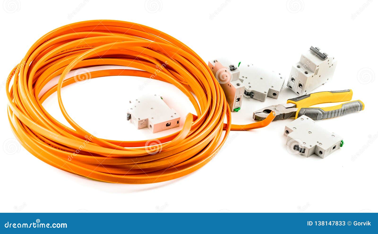 Automatic Switches With Wires In Electrical Shield Close Up. Electrical ...