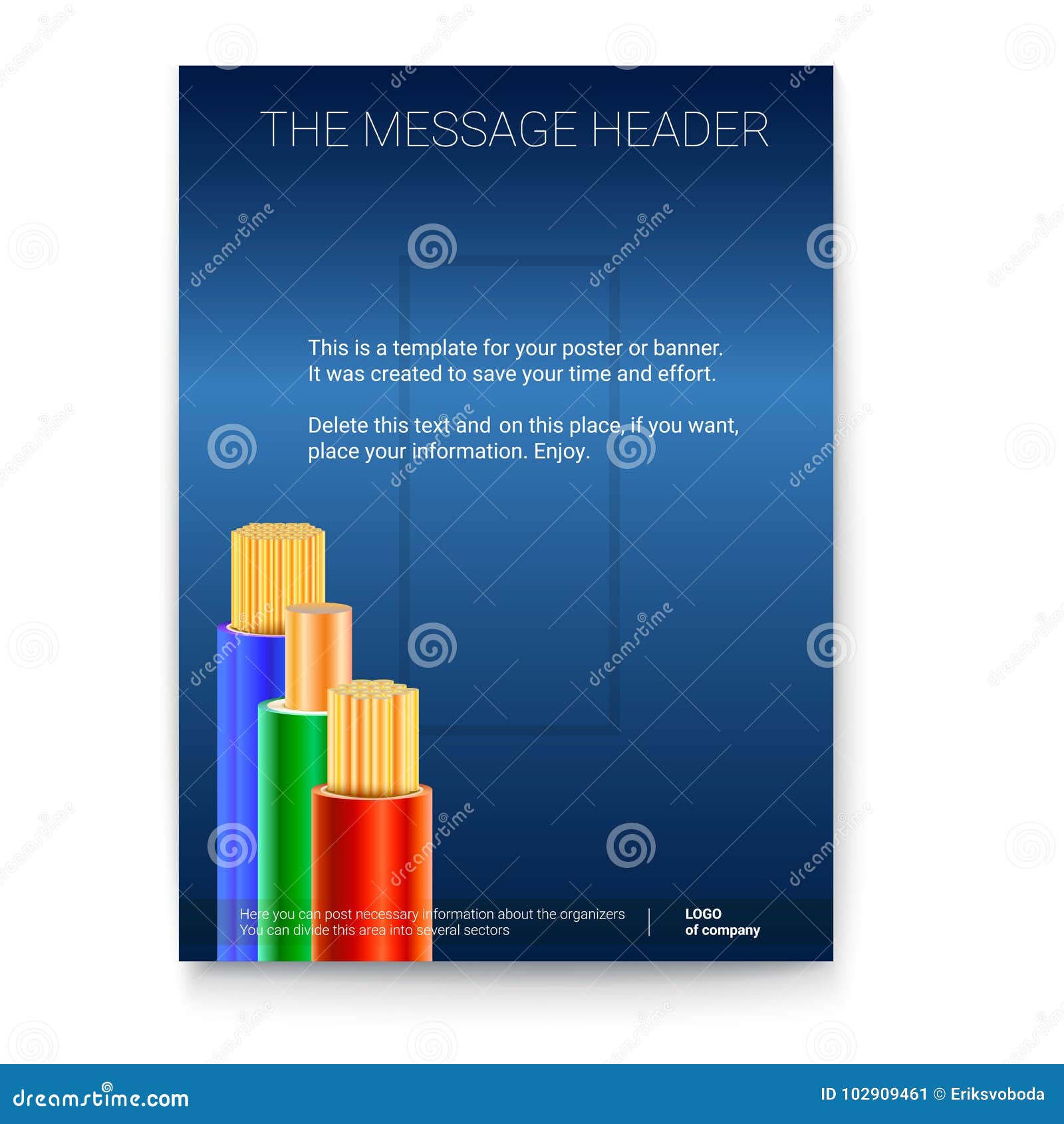 Electric Cables in the Colored Braid. Vertical Print Design for ...