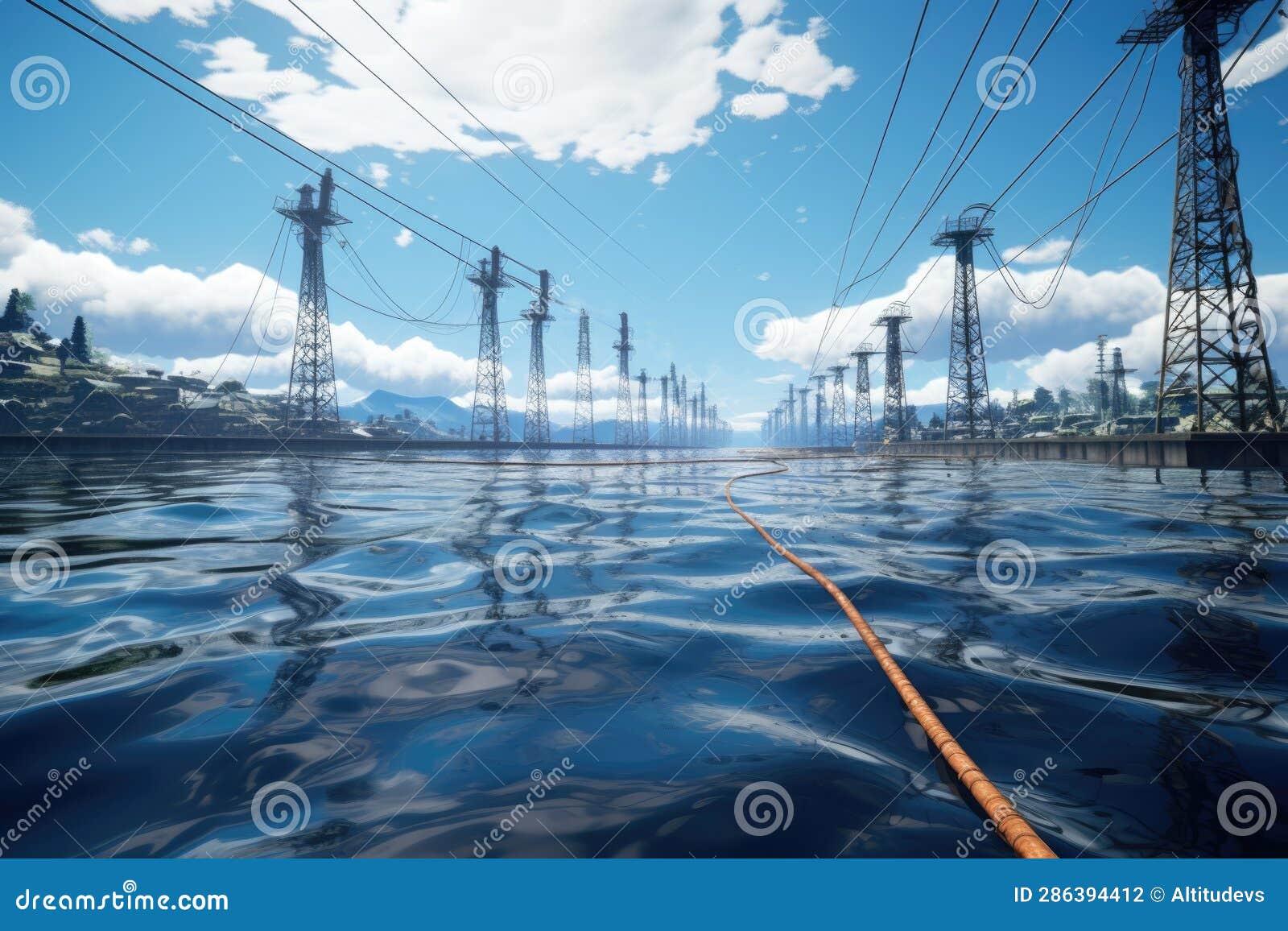 Electric Cables Connecting Offshore Power Plants Stock Photo - Image of ...