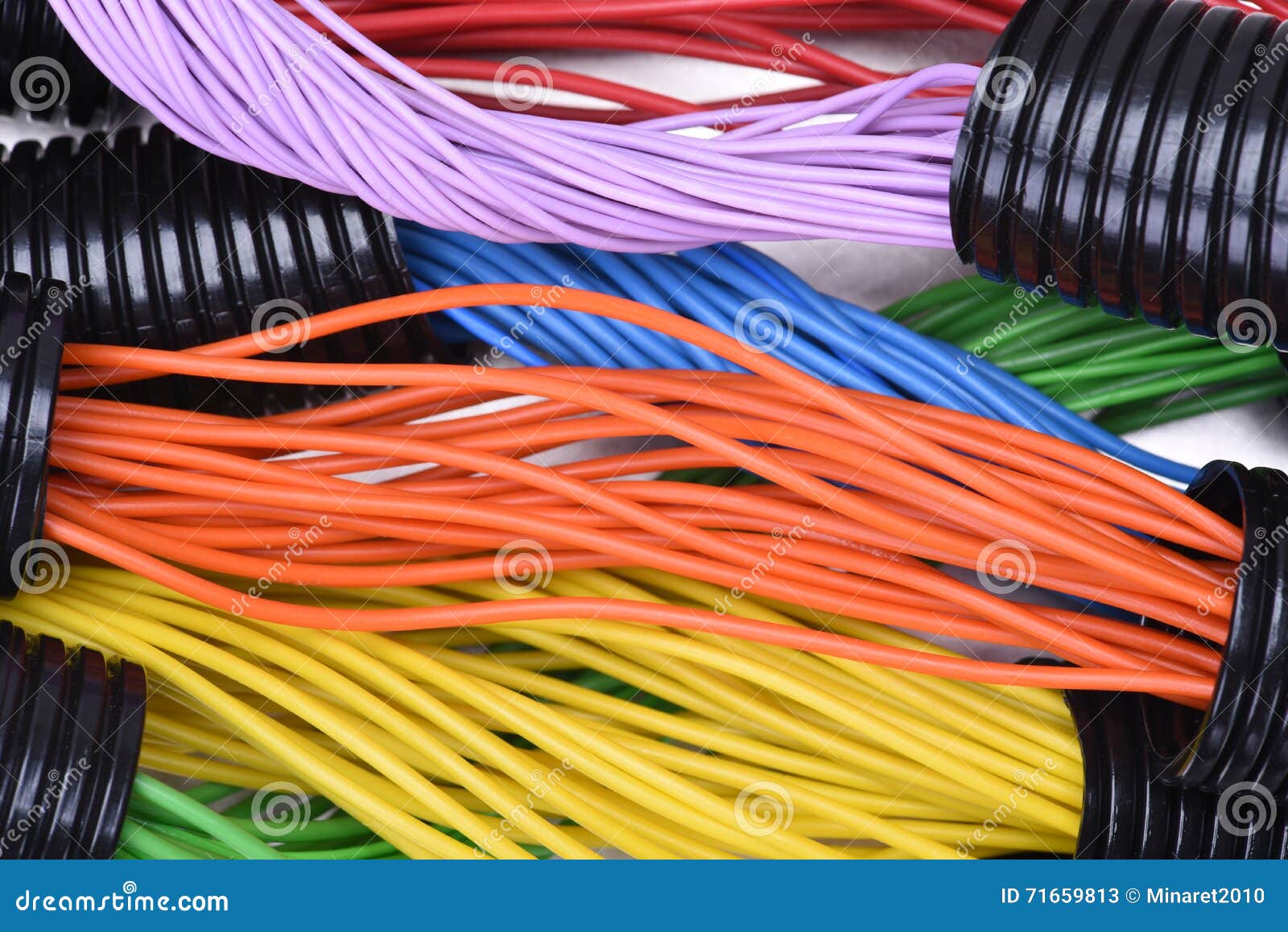 Electric Cables in Corrugated Plastic Pipes Stock Image - Image of ...