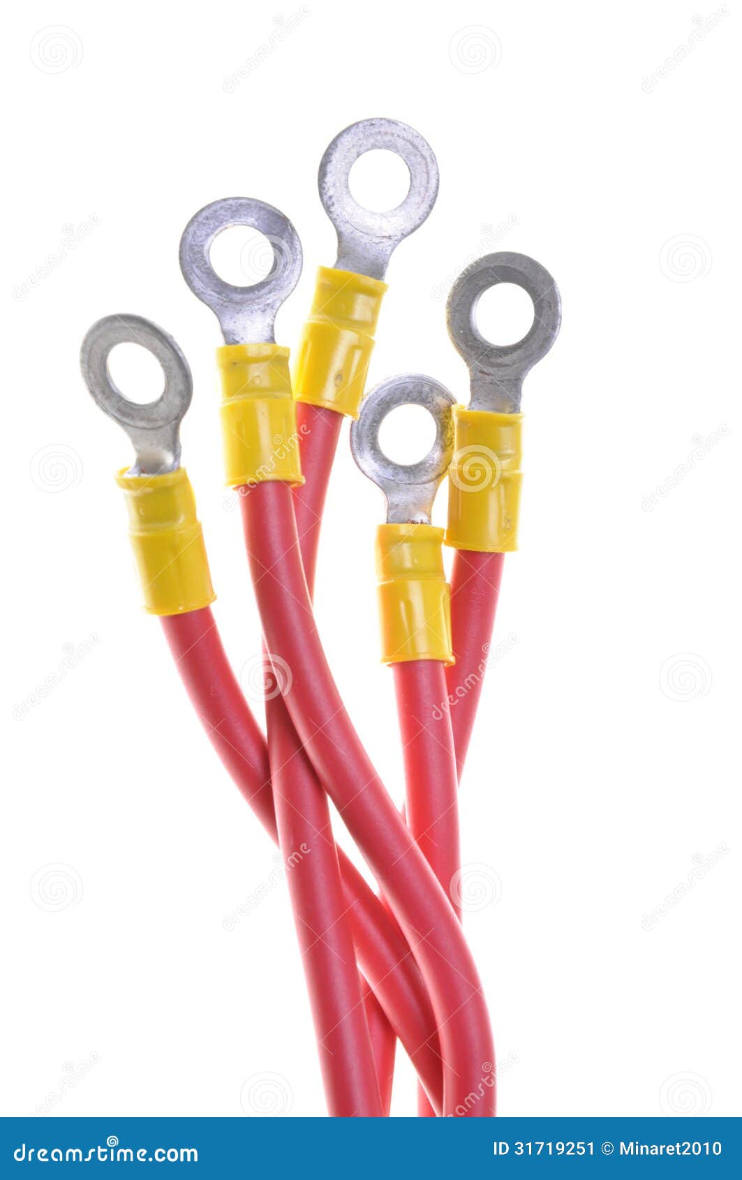 Electric Cables with Insulated Ring Terminal Lug Stock Image - Image of ...