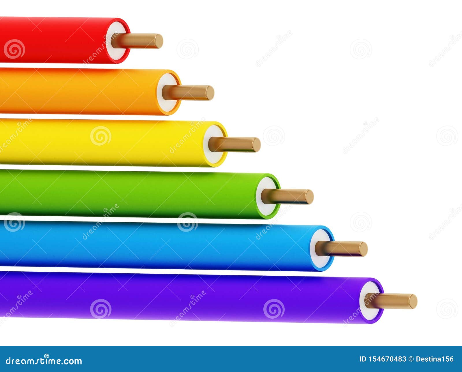 Electric Cables Isolated On White Background. 3D Illustration Royalty ...