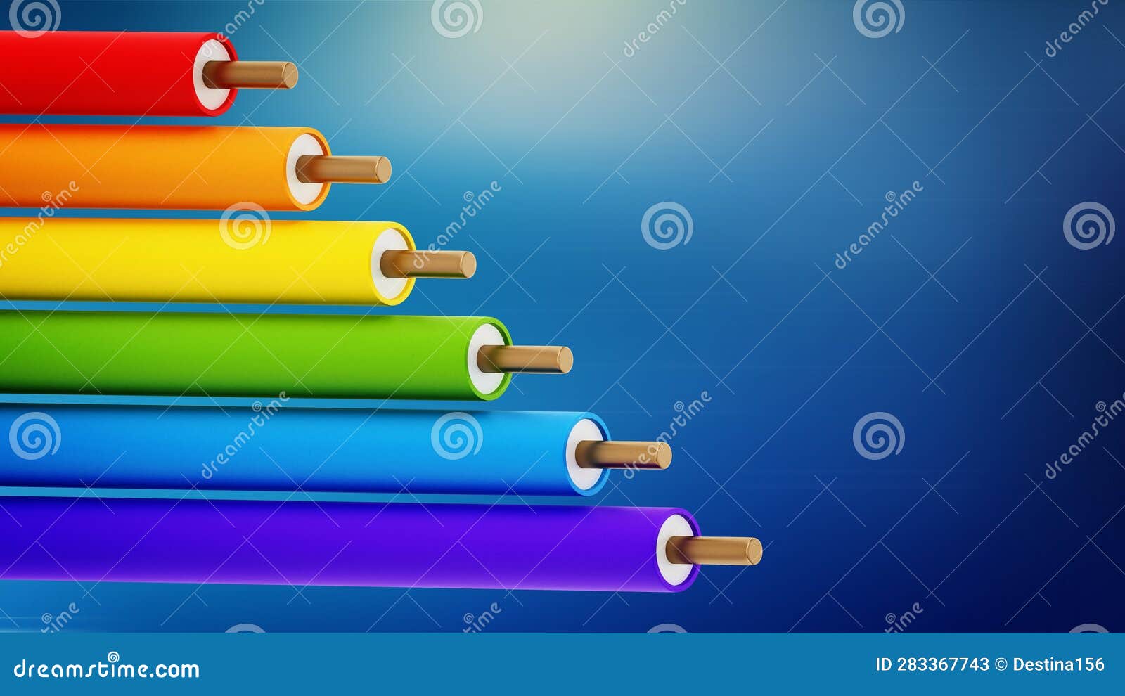 Electric Cables Isolated On White Background. 3D Illustration Royalty ...