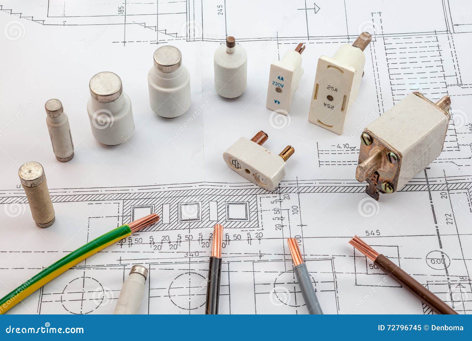 The electric cables stock image. Image of print, blueprint - 72796745