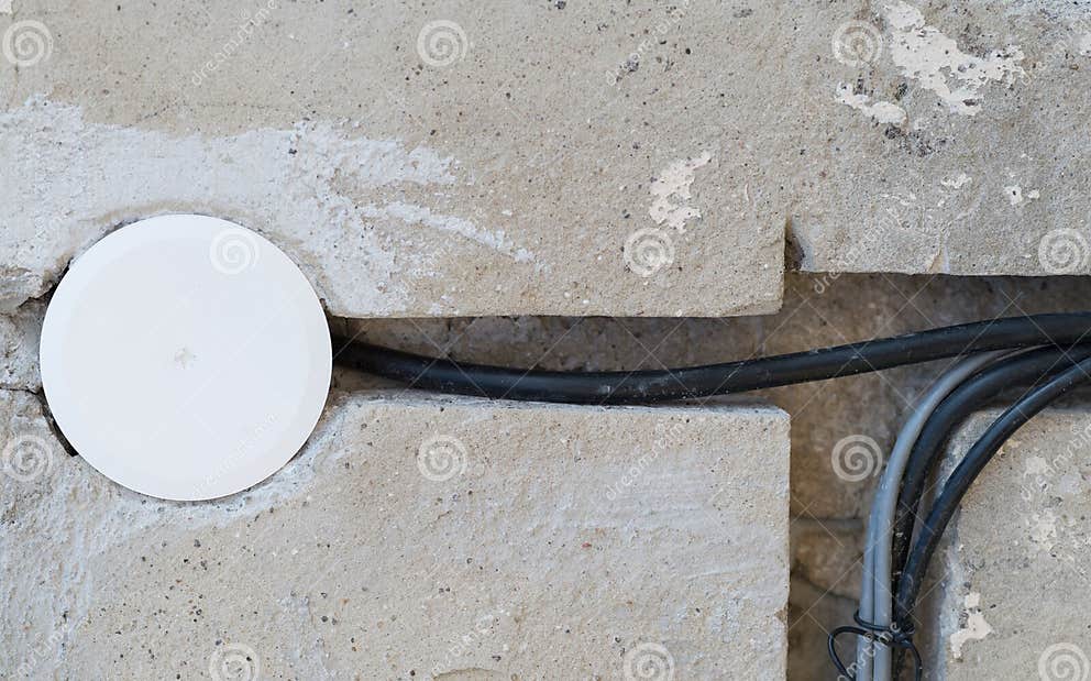 Electric cables in wall stock image. Image of apartment - 53189745