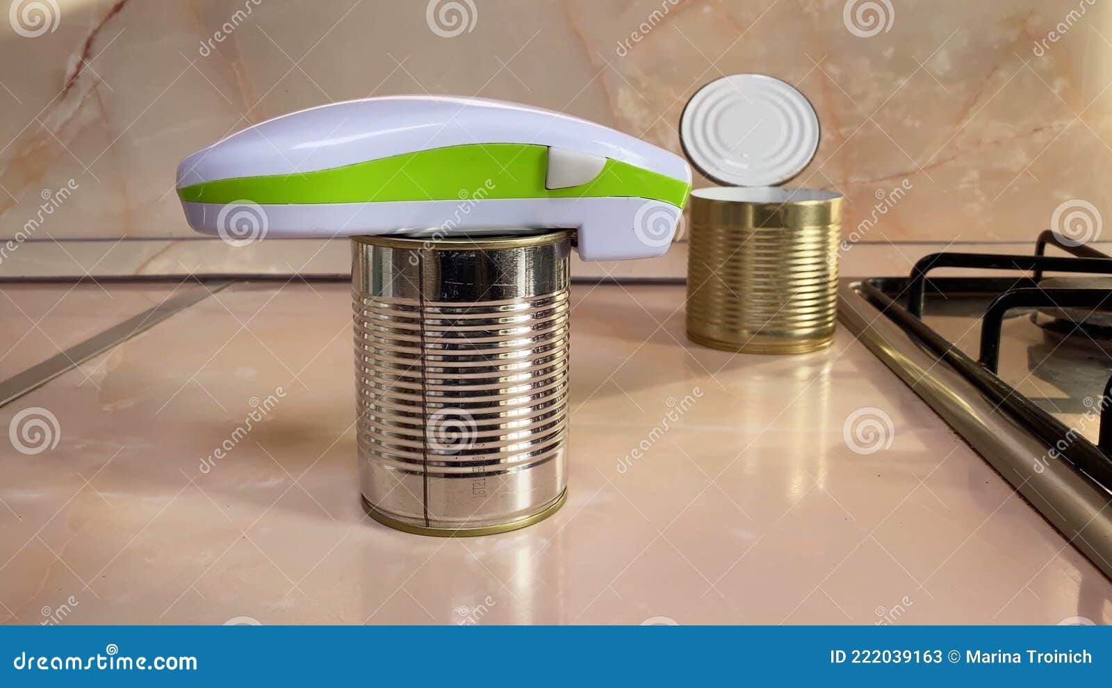 Electric Can Opener and Canned Goods Stock Image - Image of kitchen ...