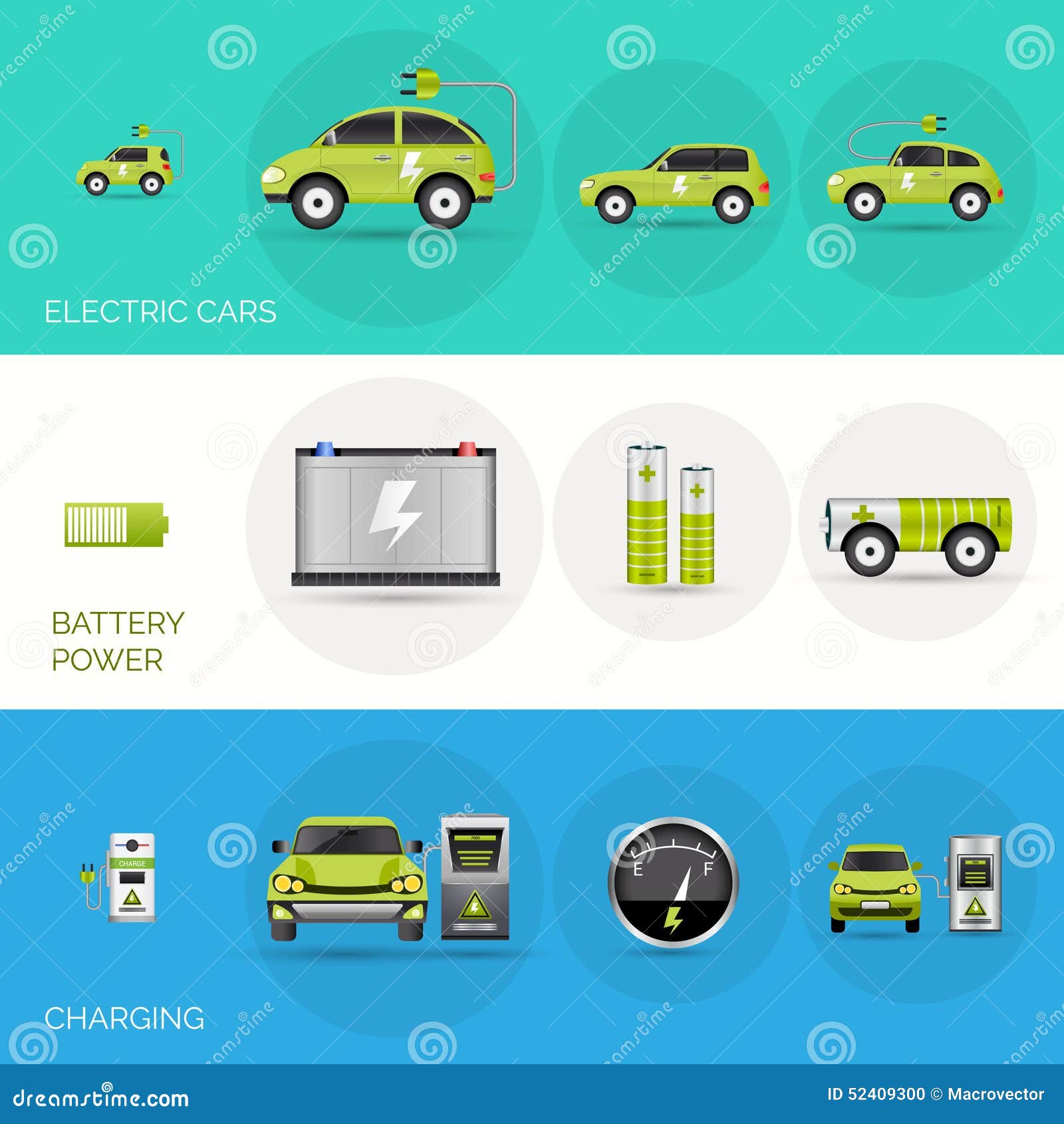 Electric Car Banners stock vector. Illustration of charger - 52409300