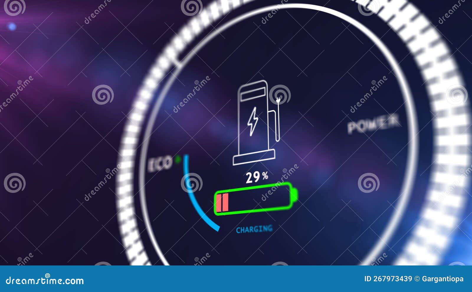 Electric Car Battery in Active Charging Visionary Dashboard Stock ...