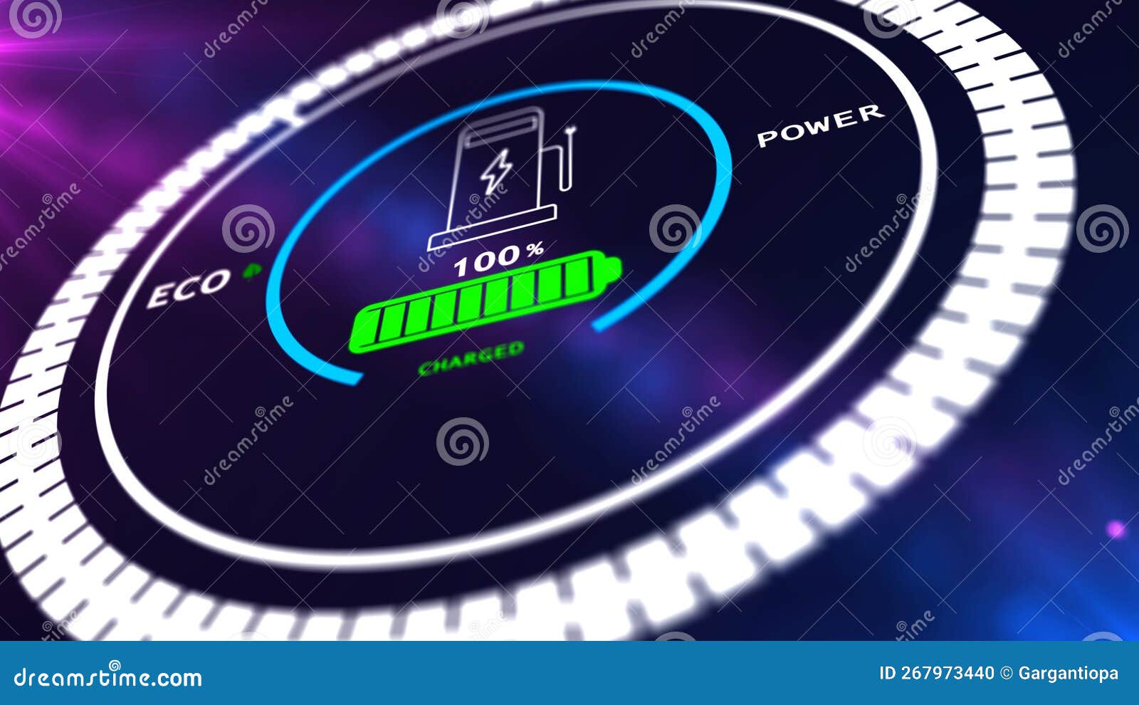 Electric Car Battery in Active Charging Visionary Dashboard Stock ...