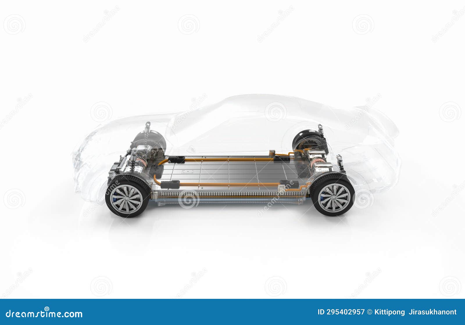 Electric Car Battery with Pack of Battery Cells Module on Platform ...