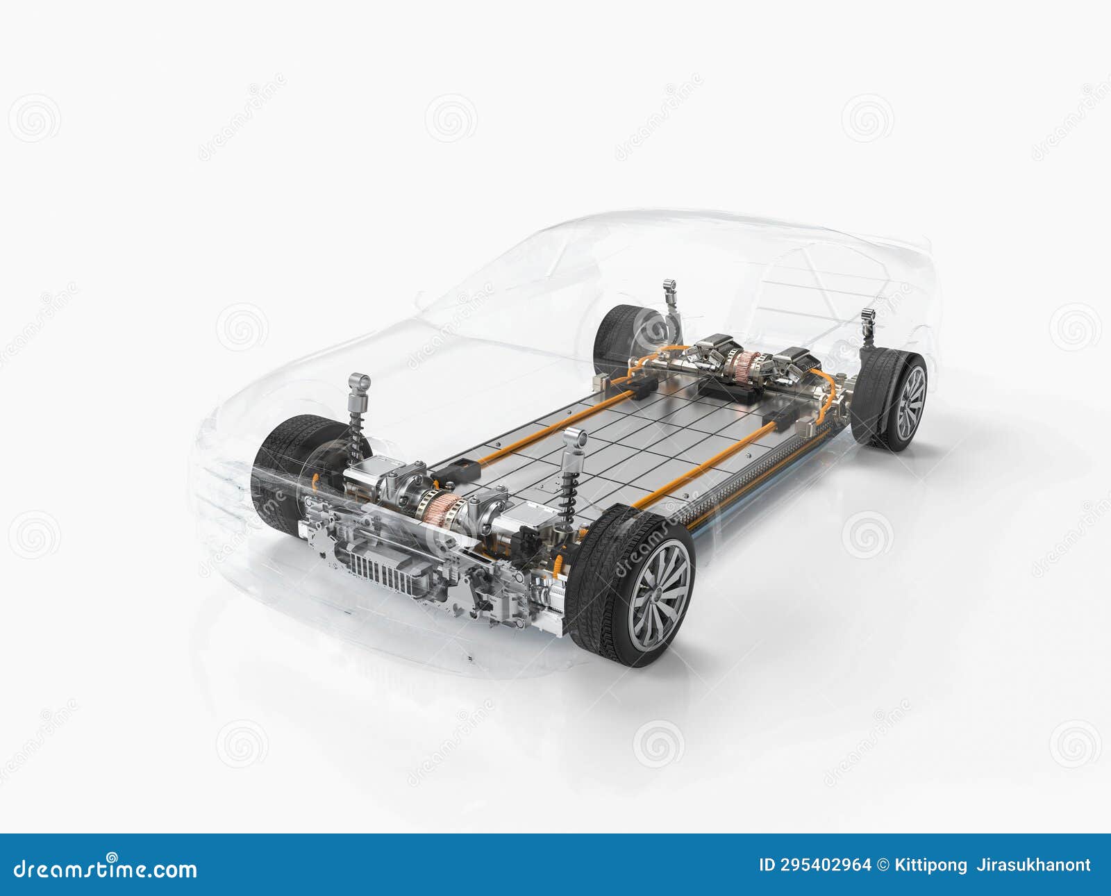 Electric Car Battery with Pack of Battery Cells Module on Platform ...