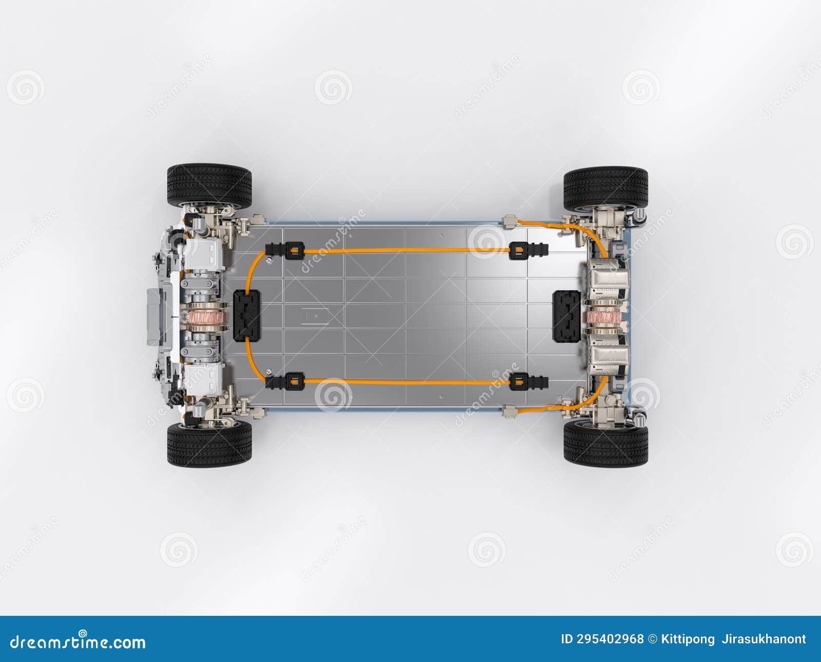 Electric Car Battery with Pack of Battery Cells Module on Platform ...