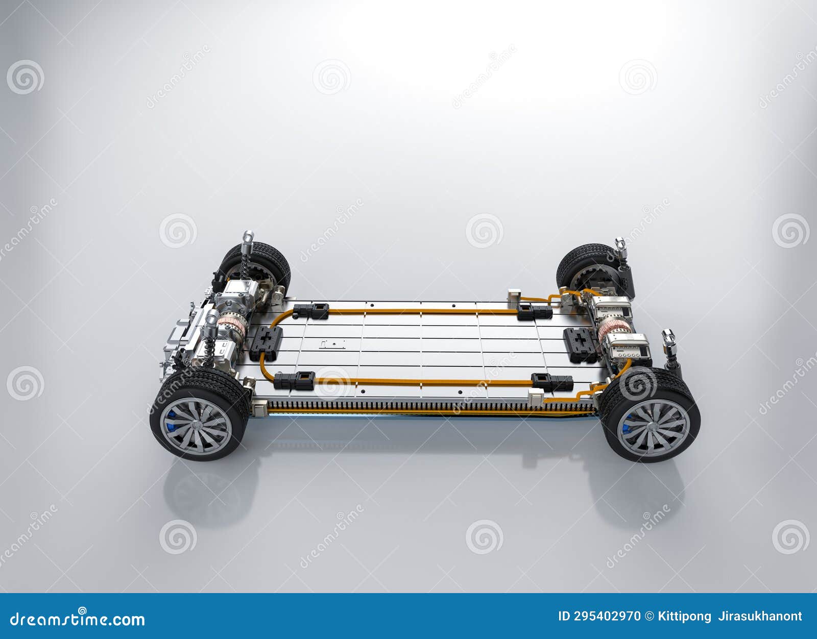 Electric Car Battery with Pack of Battery Cells Module on Platform ...