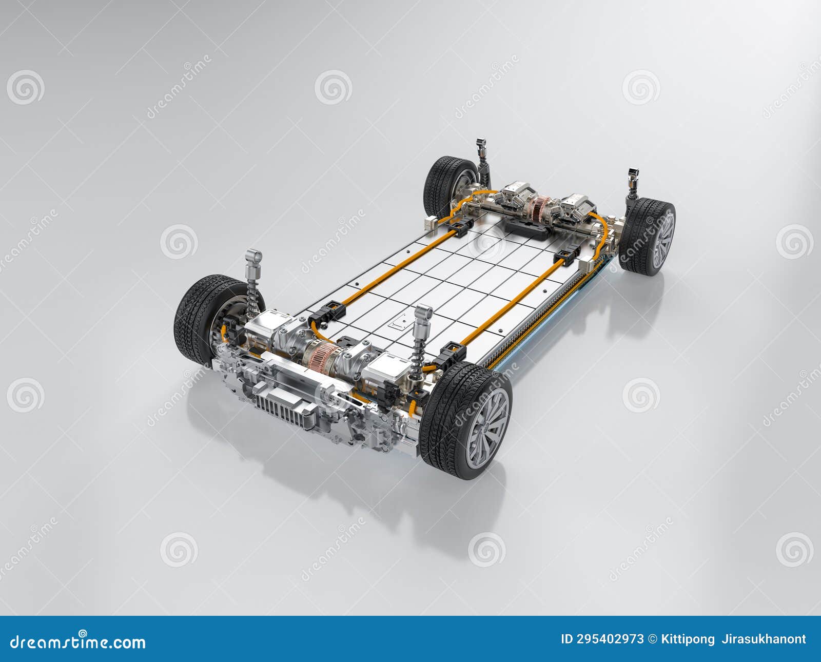 Electric Car Battery with Pack of Battery Cells Module on Platform ...