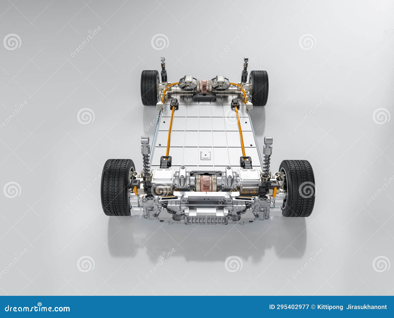 Electric Car Battery with Pack of Battery Cells Module on Platform ...