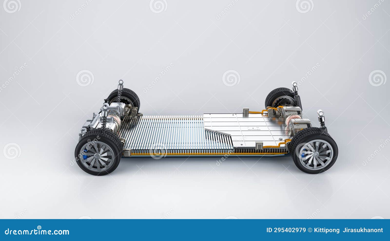 Electric Car Battery with Pack of Battery Cells Module on Platform ...