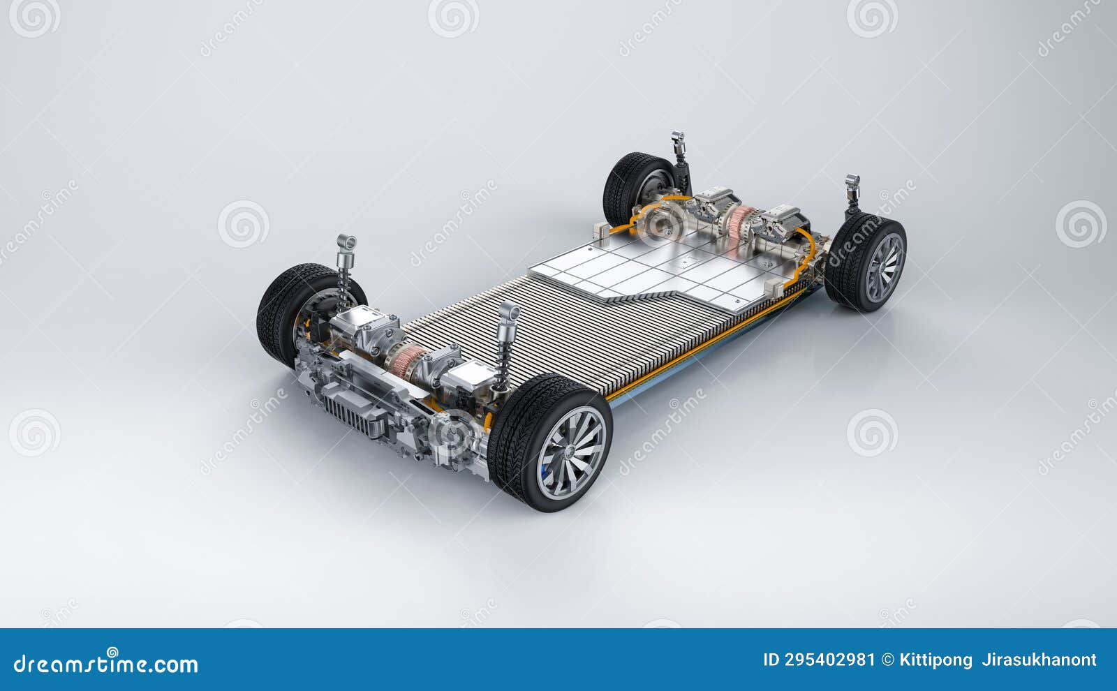 Electric Car Battery with Pack of Battery Cells Module on Platform ...
