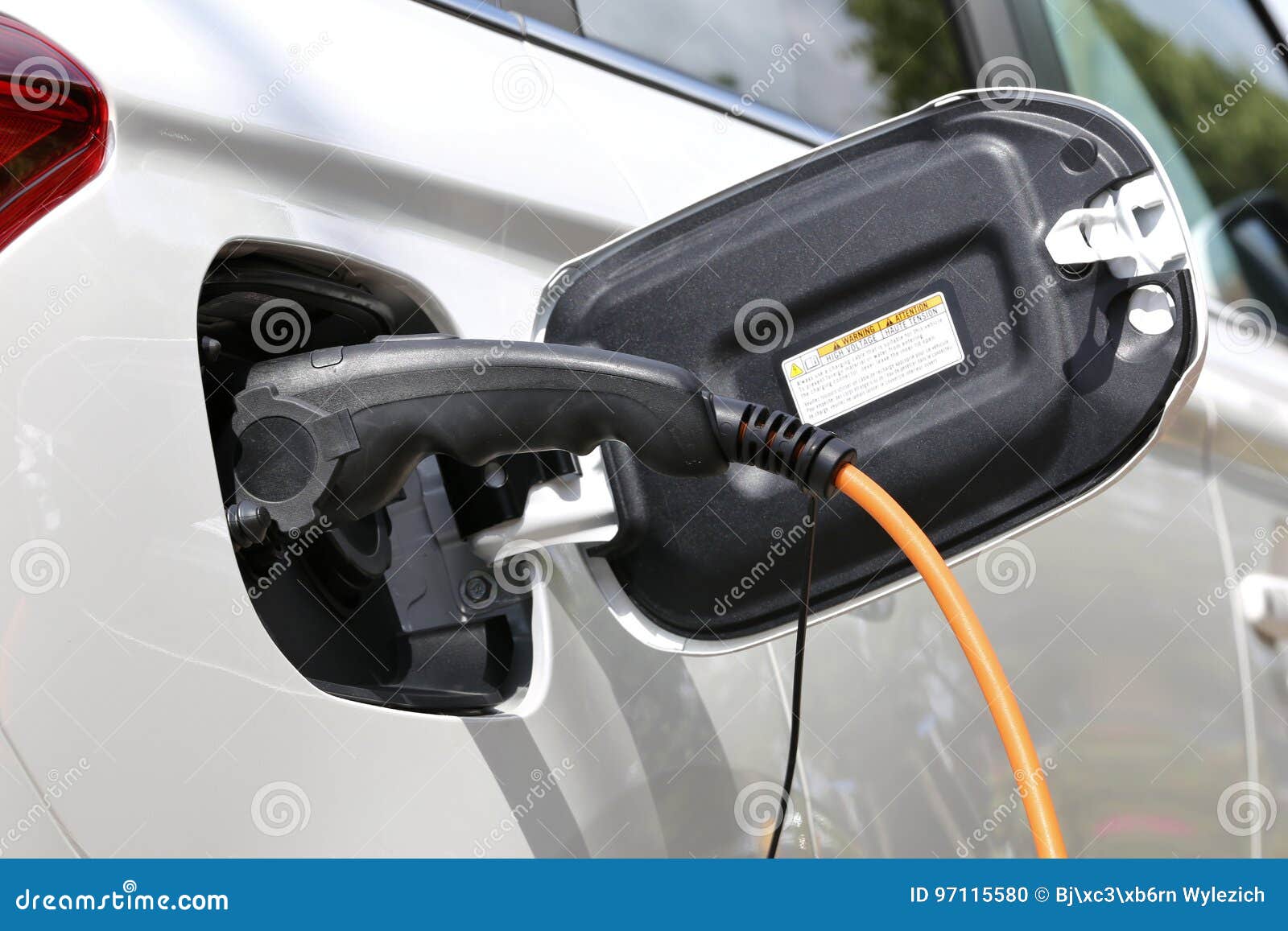 Electric car being charged stock photo. Image of change - 97115580