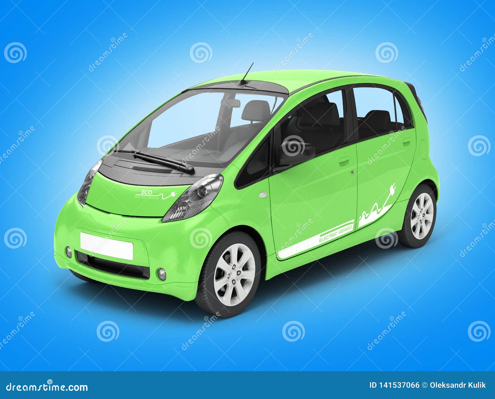 Electric Car on Blue Gradient Background 3d Stock Illustration ...