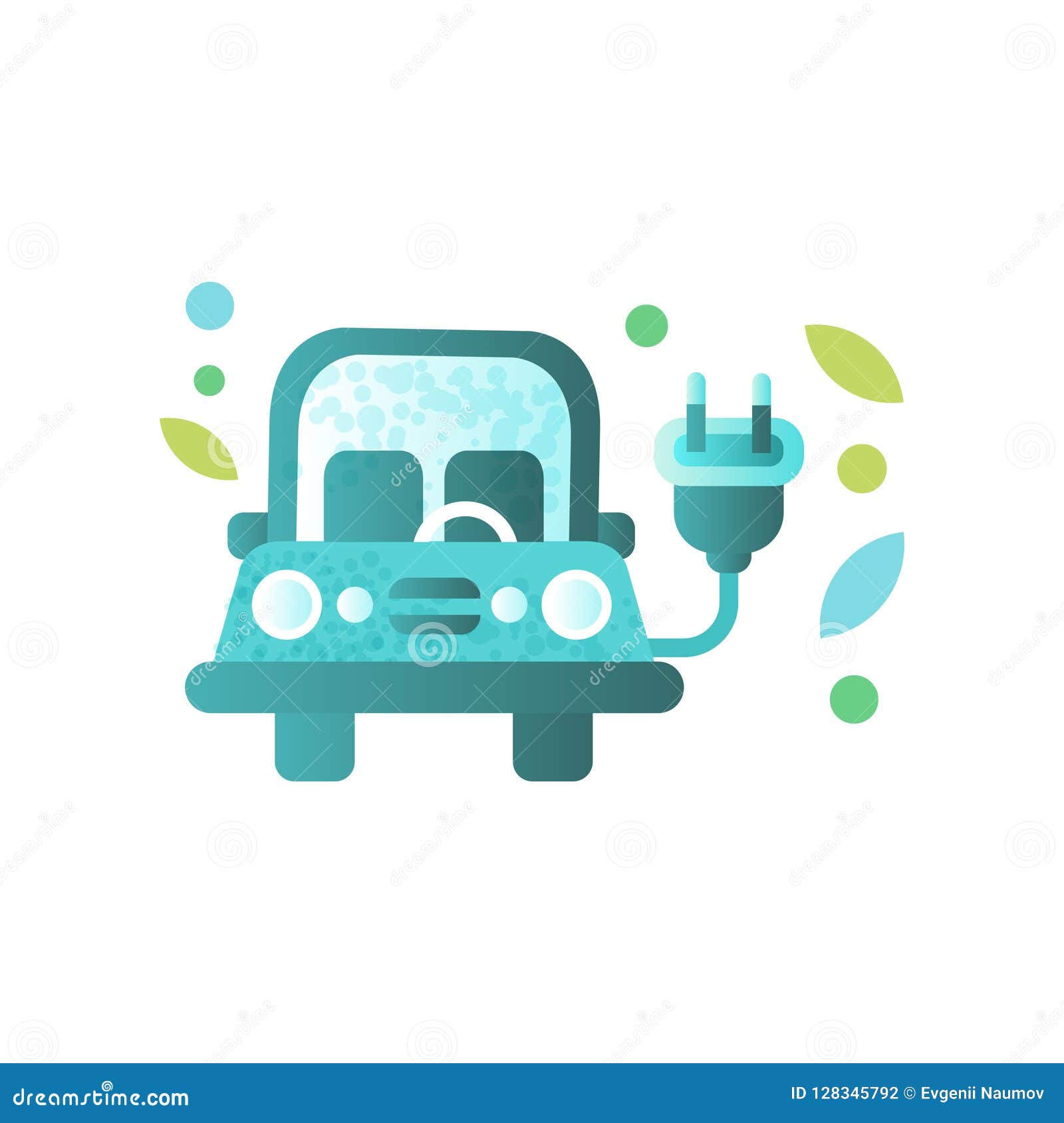 Electric Car and Cable Plug Vector Illustration on a White Background ...