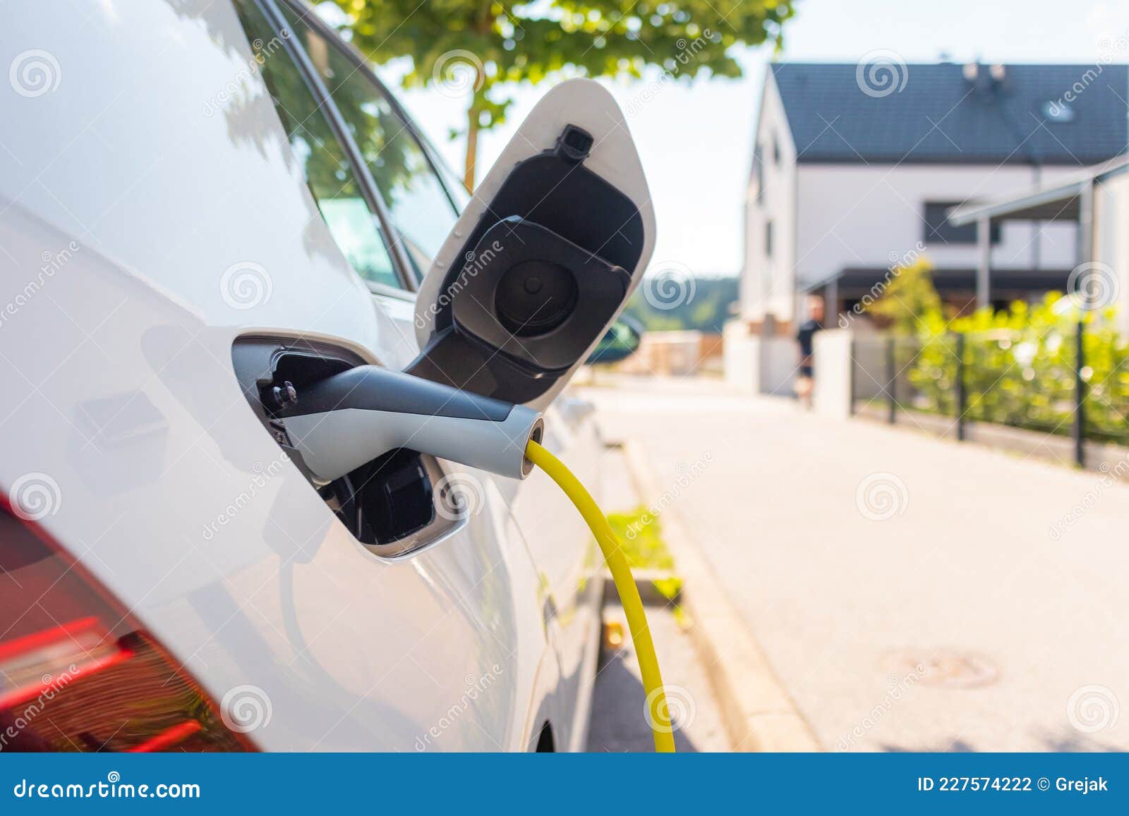 Electric Car Charger Plugged in Stock Photo - Image of available ...