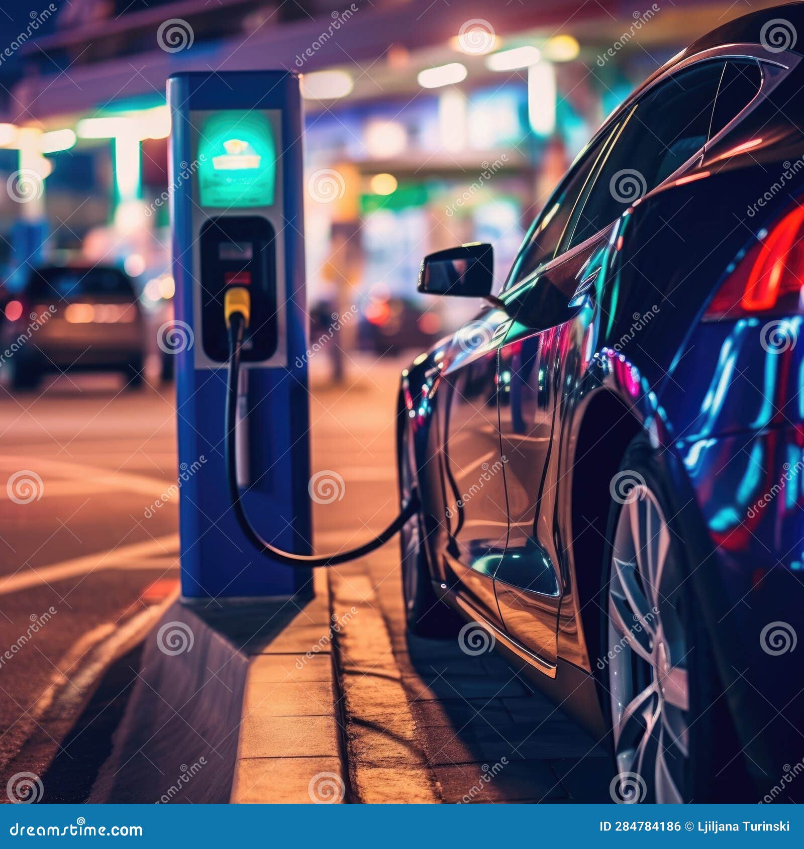 Electric Car Charging Background Stock Illustration - Illustration of ...
