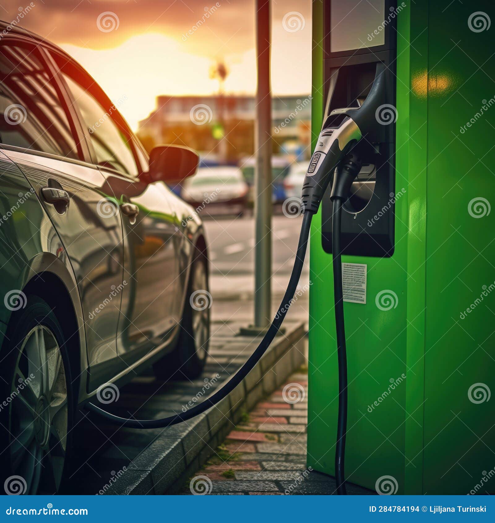 Electric Car Charging Background Stock Photo - Image of hybrid, future ...
