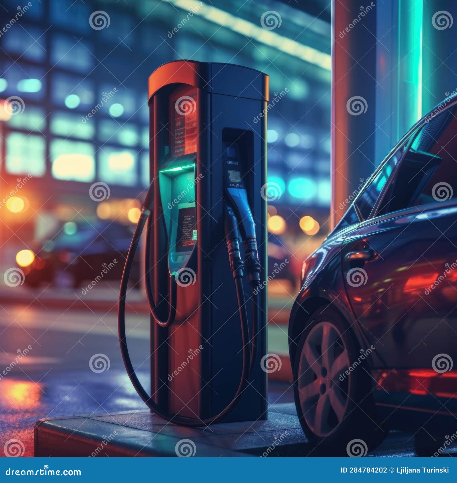 Electric Car Charging Background Stock Illustration - Illustration of ...
