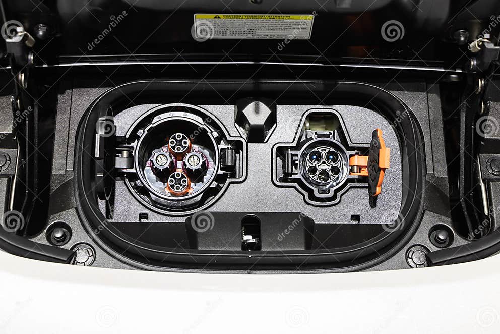 Electric car charging plug stock image. Image of alternative - 186823421