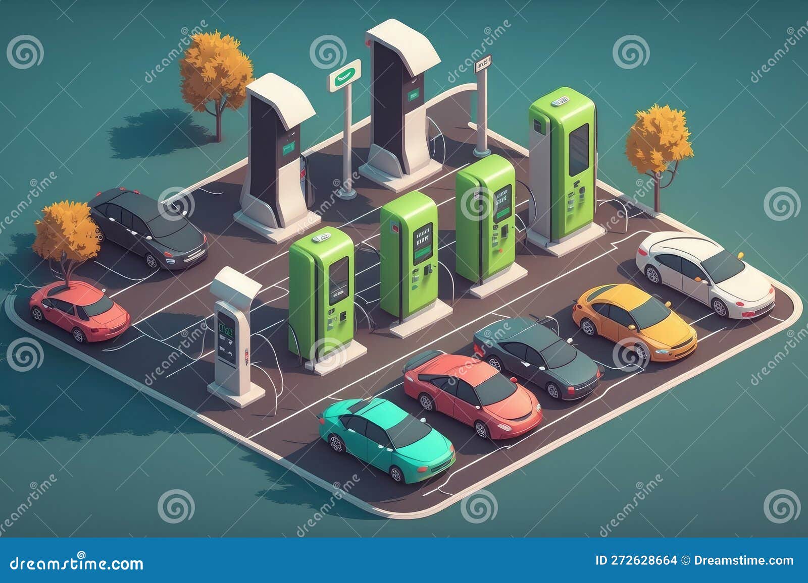 Electric Car Charging Station with Various Types of Electric Cars ... Electric Car Charging Station with Various Types of Electric Cars ...