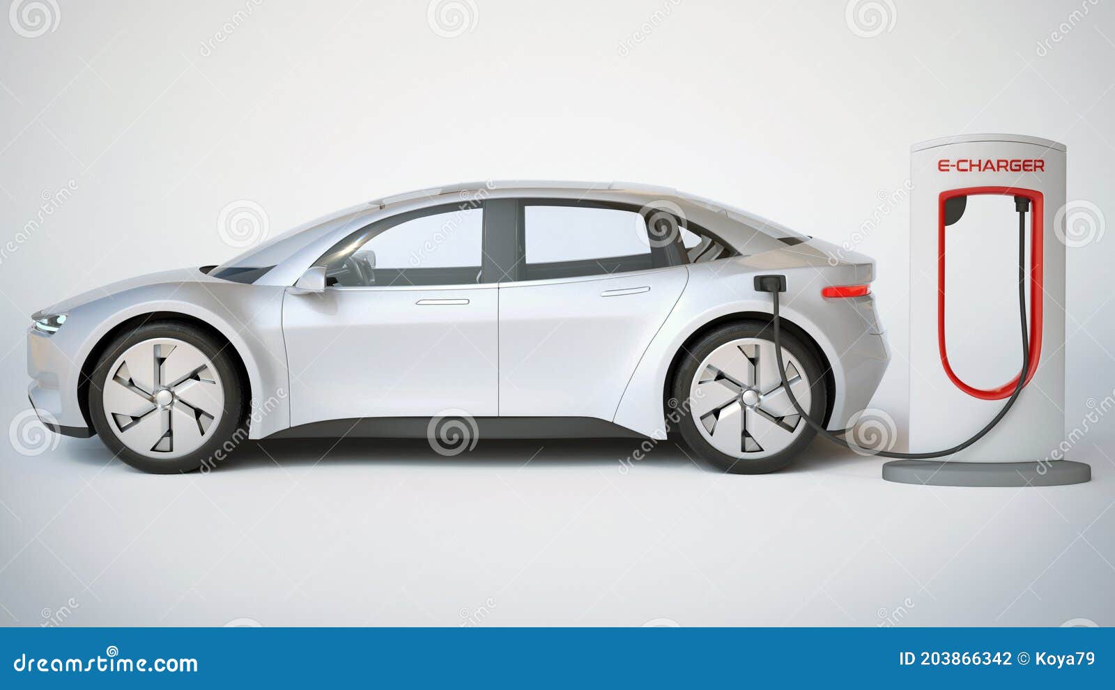 Electric Car Charging Station, Electric Vehicle Concept 3d Rendering ...