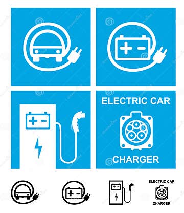 Electric Car Charging Symbols Stock Illustration - Illustration of ...