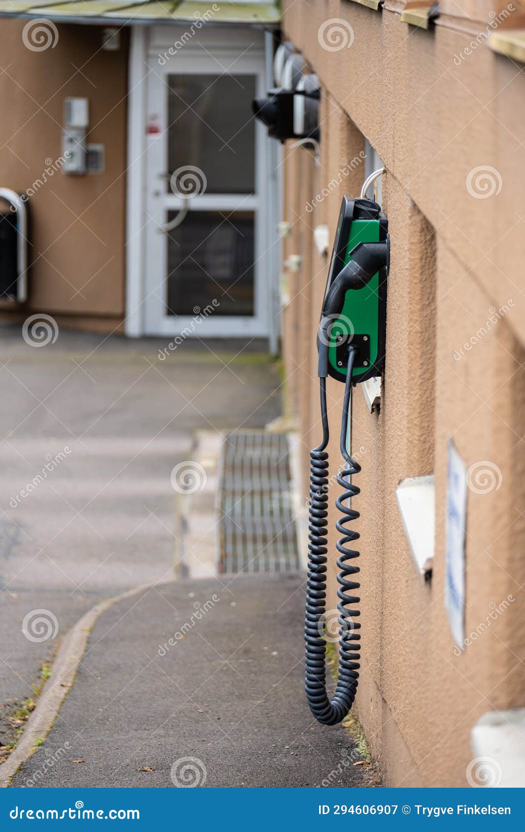 Electric Car Charging Wallbox on the Facade of a Building.. Stock Image ...