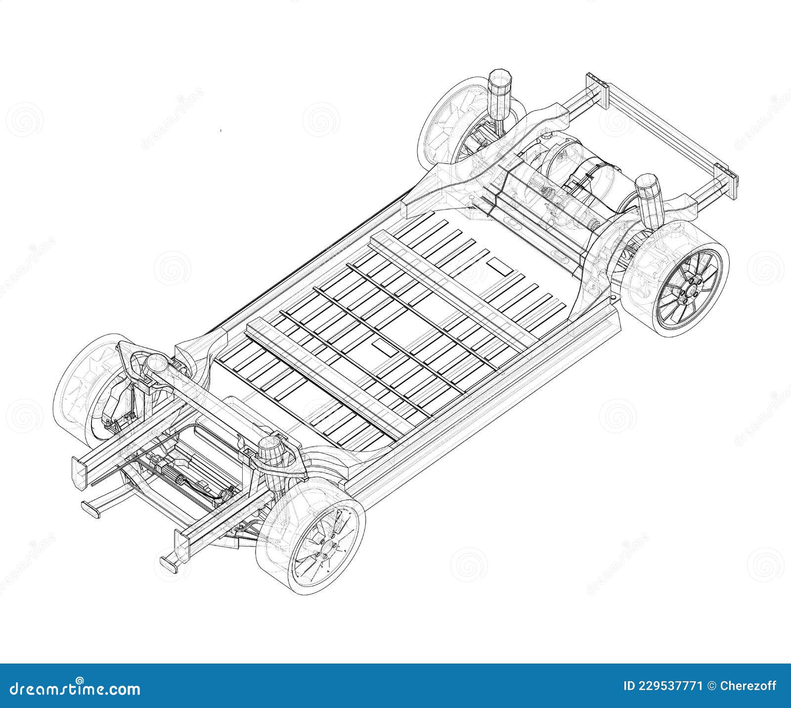 Electric Car Chassis with Battery. Vector Stock Vector - Illustration ...